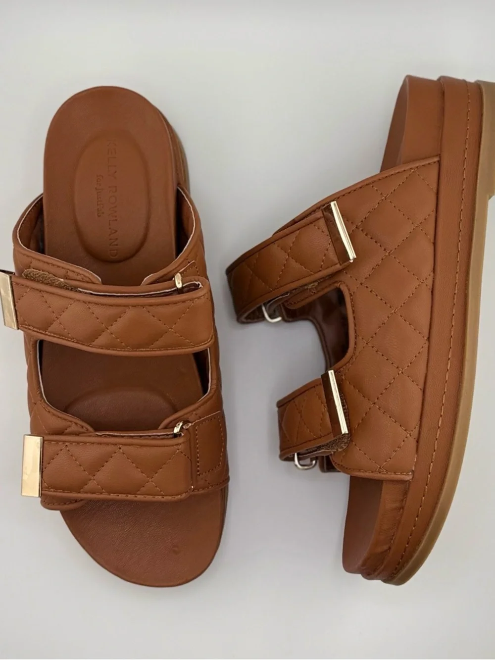 Kelly Rowland for JustFab | Shoes | Quilted Doublestrap Slide Flat ...